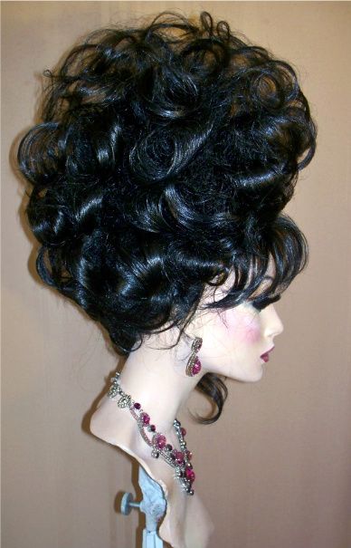 Drag Queen Wig Tall Black Updo French Twist And Curls Ebay